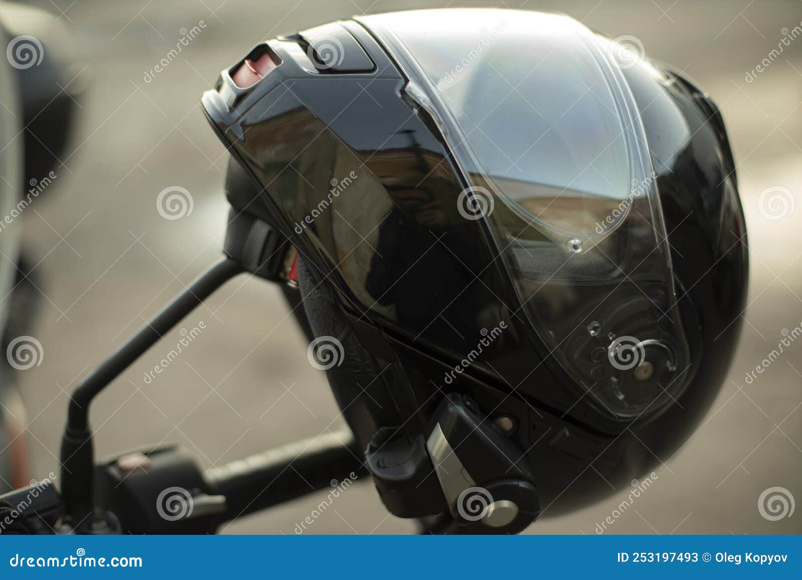 Motorcyclist Helmet. Black Helmet on Motorcycle Stock Image - Image of ...