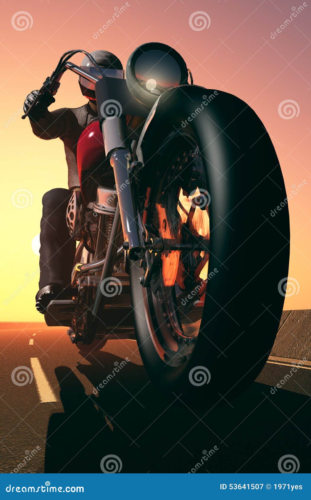 Motorcyclist stock illustration. Illustration of clouds - 53641507