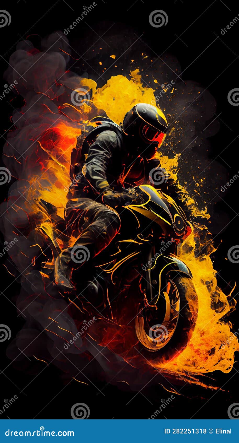 Motorcyclist on a Motorcycle on Fire. Biker in Flame. AI Generative ...