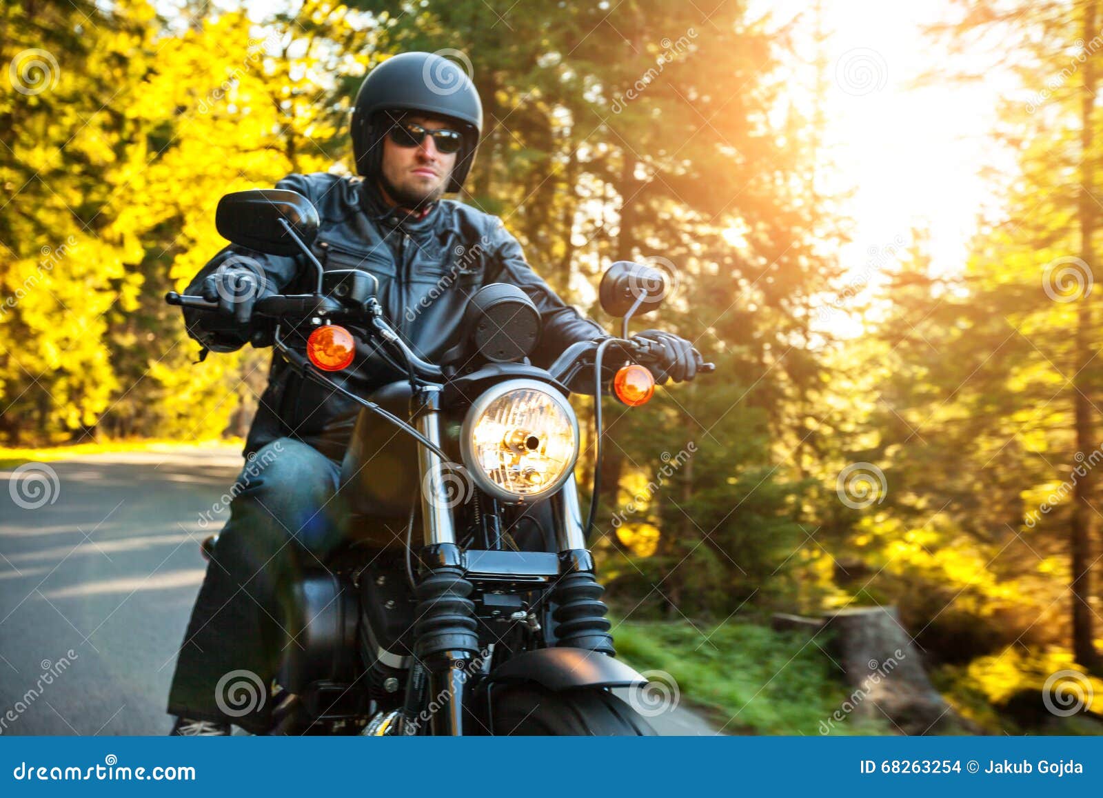 Motorcyclist Riding Chopper on a Road Stock Photo - Image of transport ...