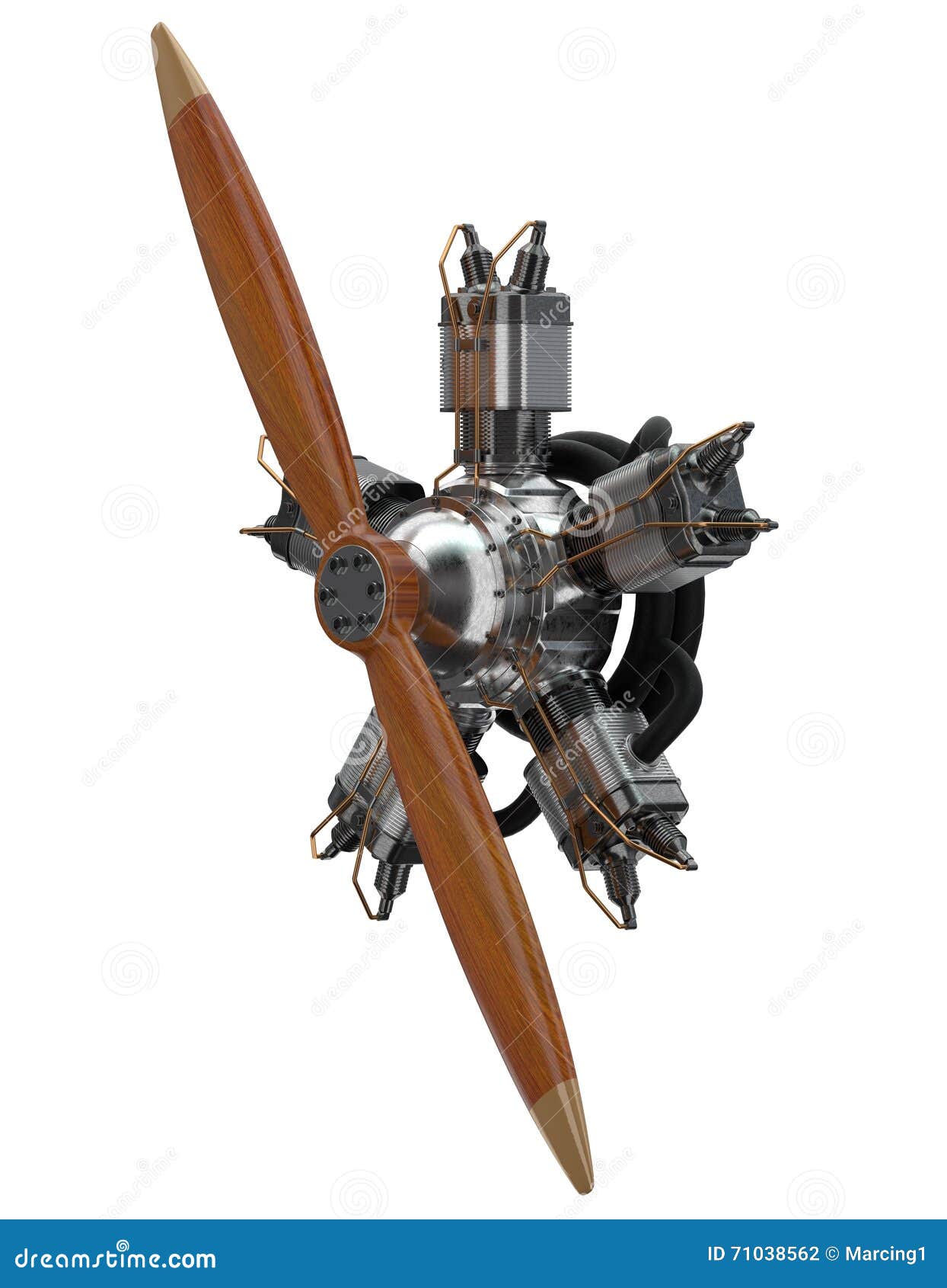 Motore Della Stella 3d Con La Vecchia Elica Di Legno Illustrazione di ...