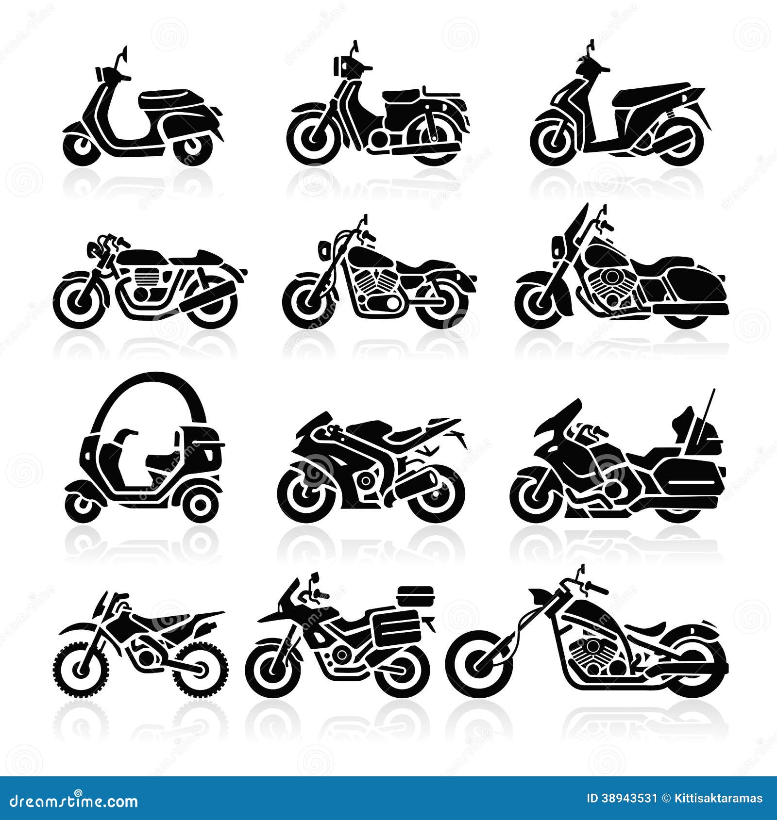 Motorfietspictogrammen. Vectorillustratie. Vector Illustratie ...