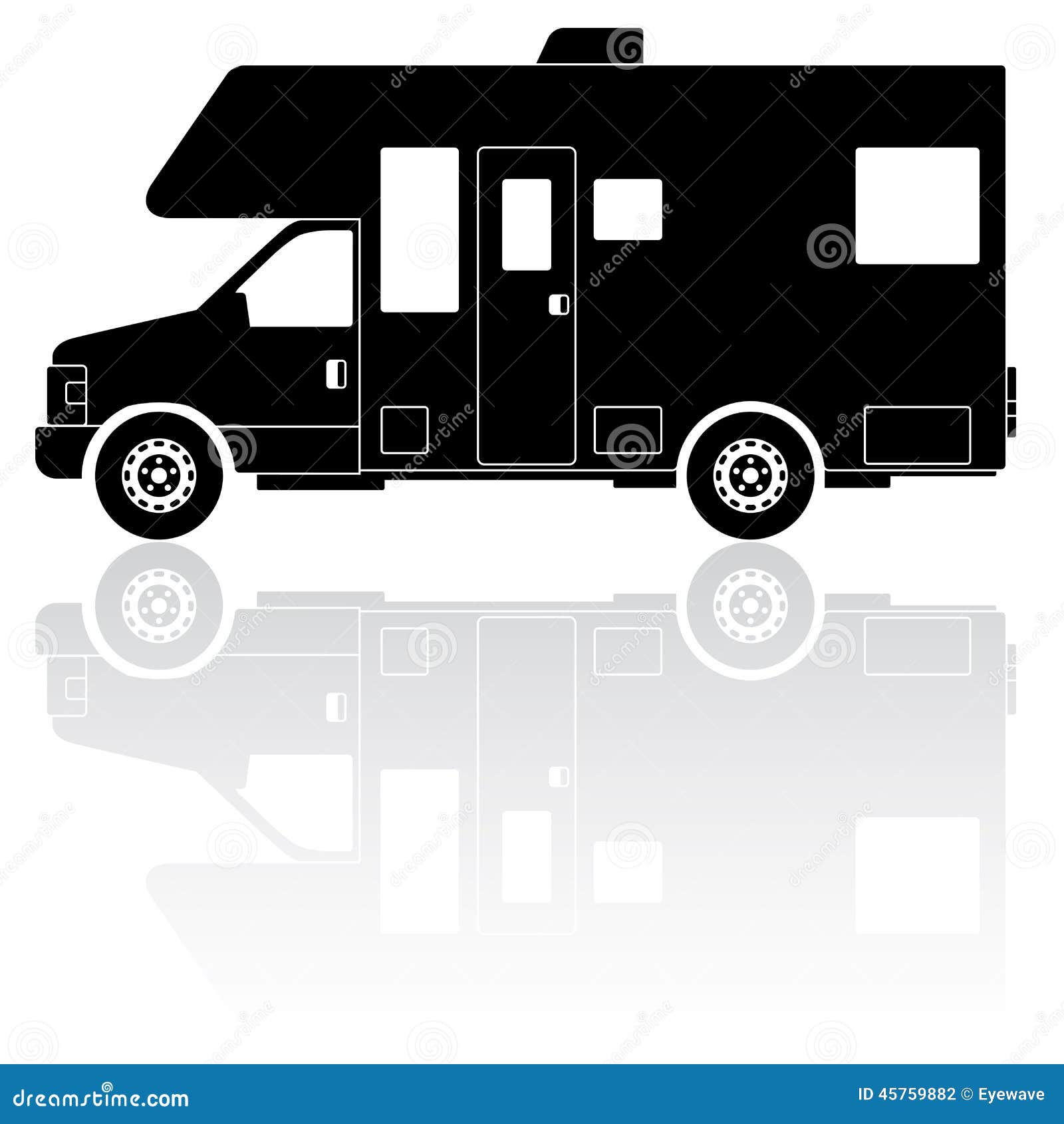 Motorhome Camper Silhouette Vector Icon Stock Vector - Illustration of ...