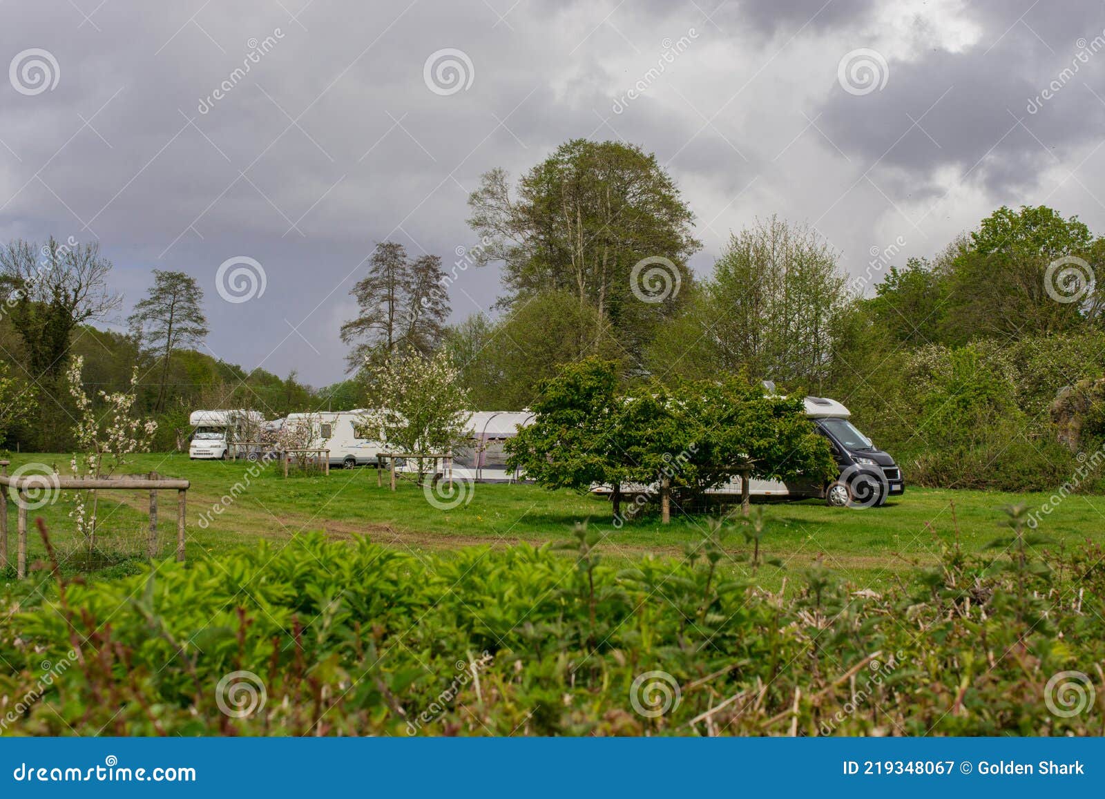 Motorhome Campers Parked in a Camp in Early Spring Stock Image - Image ...