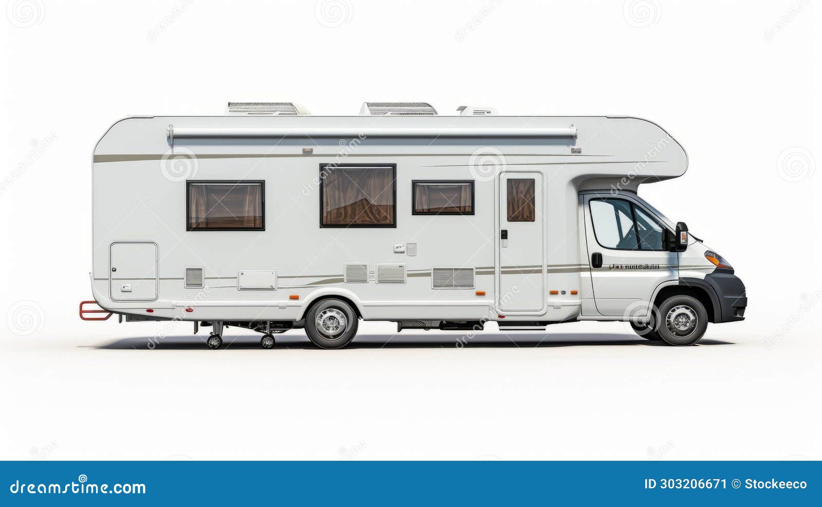Realistic White Rv Motorhome on White Background Stock Image - Image of ...