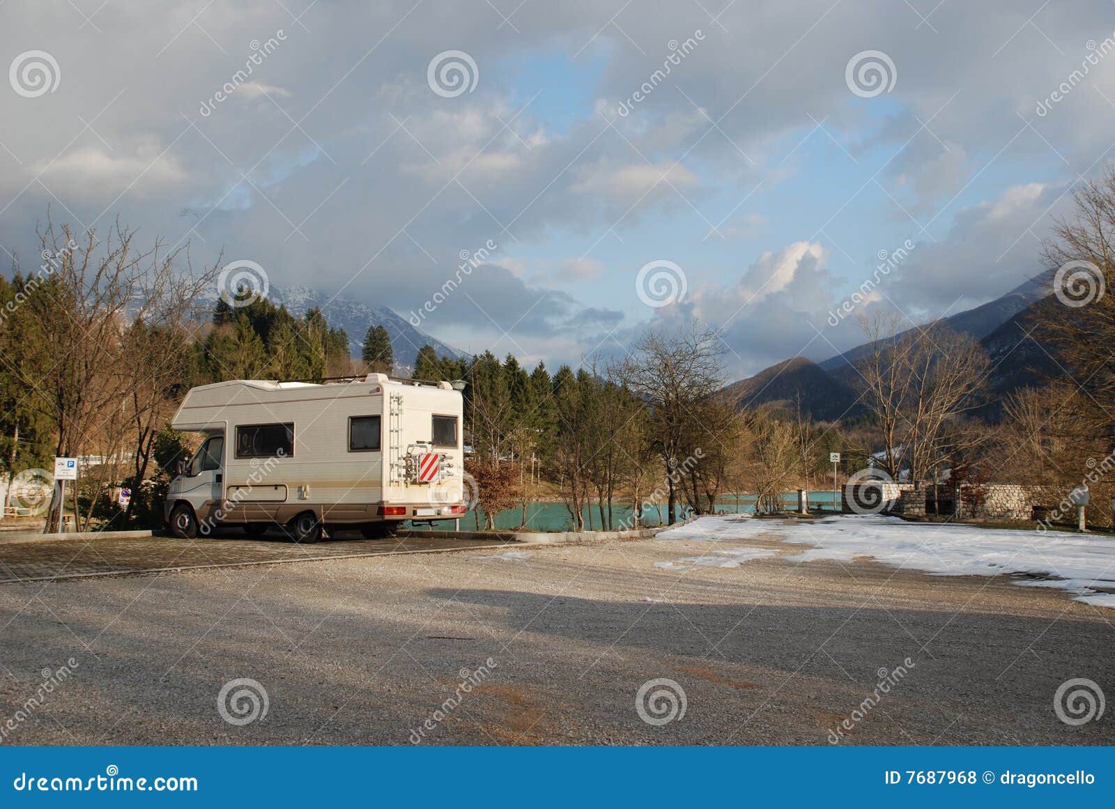 Motorhome in Empty Car Park Stock Photo - Image of cloud, seasonal: 7687968