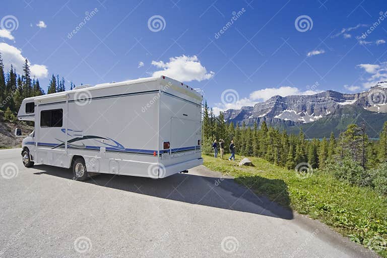 Motorhome Side View and Wide Angle Stock Image - Image of mountains ...