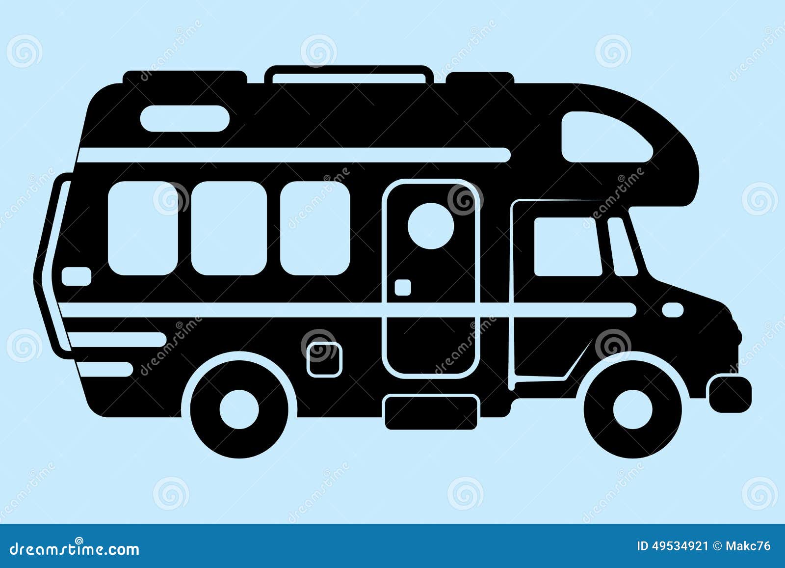 RV Motorhome Silhouette Vector Isolated In White Background Royalty ...
