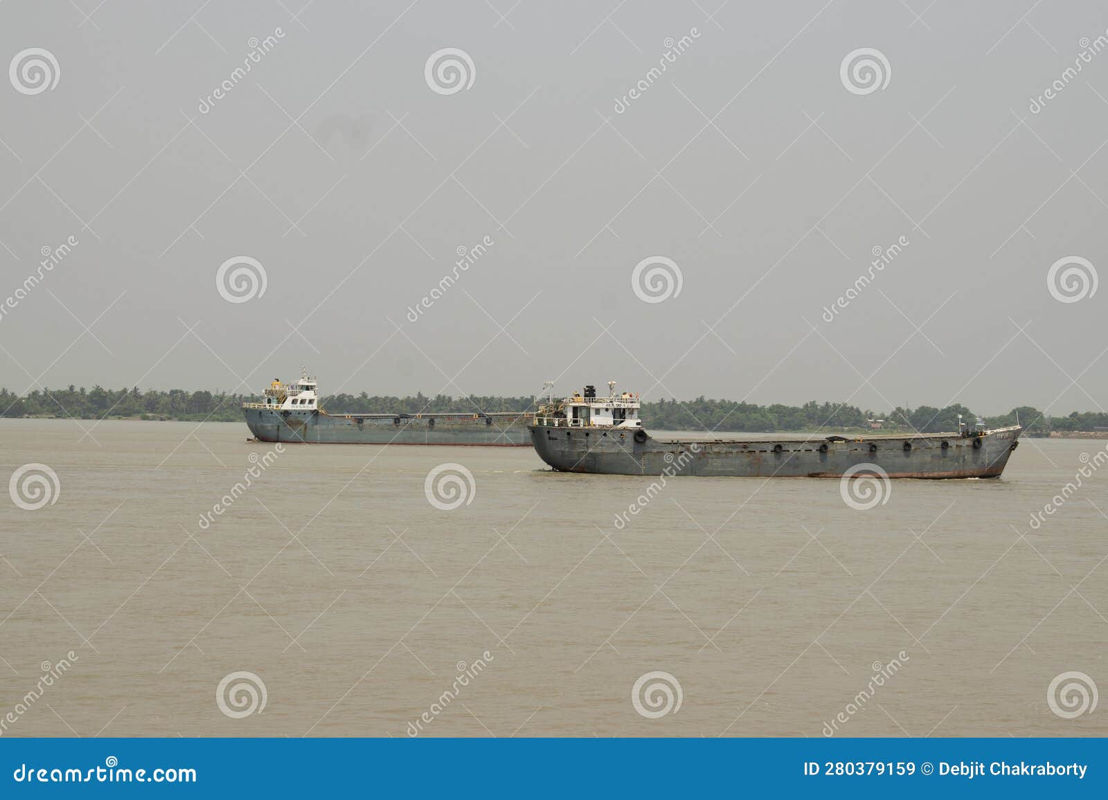 Motorized Barges Sailing in the River Stock Image - Image of outdoors ...