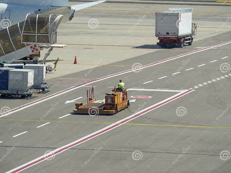 Motorized Moving Platform Transported by an Operator Near an Airport ...