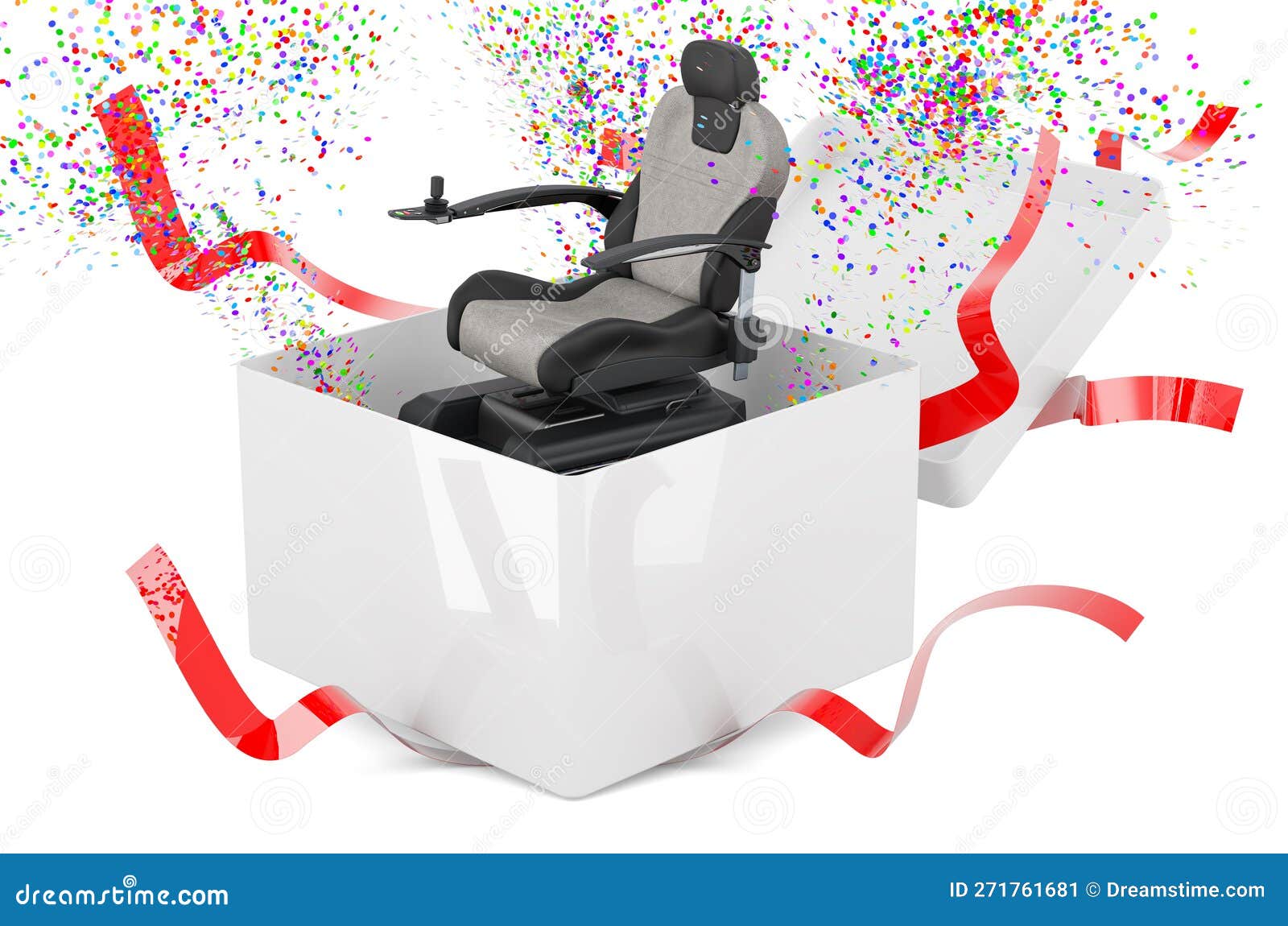Motorized Power Chair Inside Gift Box, 3D Rendering Stock Illustration ...