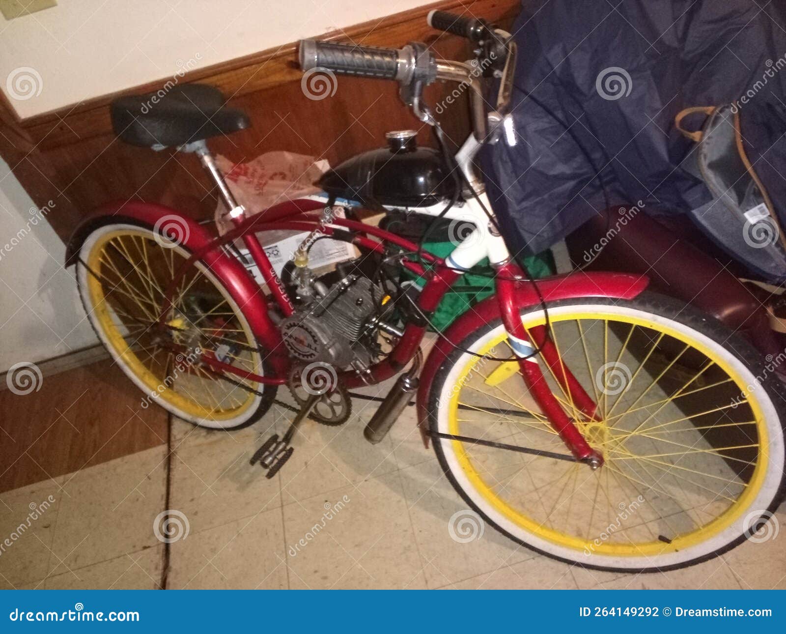 Motorized Red bicycle editorial photography. Image of motorized - 264149292