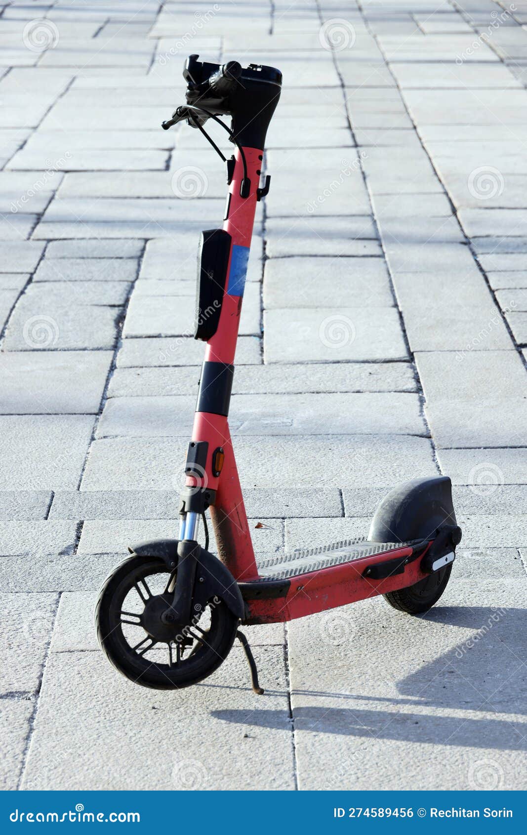 Red Electric Scooter Parked in the City. Stock Photo - Image of gears ...