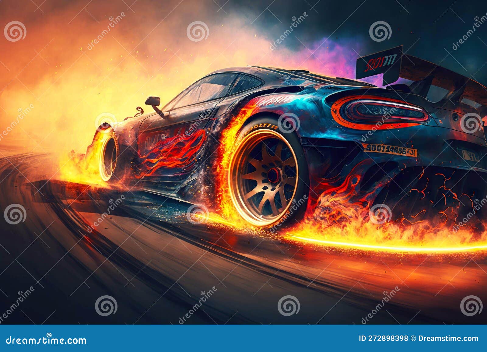 Motorsport Sports Racing Car with Wheels on Fire Extreme Racing ... Motorsport Sports Racing Car with Wheels on Fire Extreme Racing ...