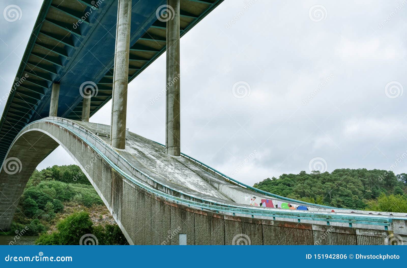 Motorway Bridge Over the River, in a Green Landscape Stock Photo ...