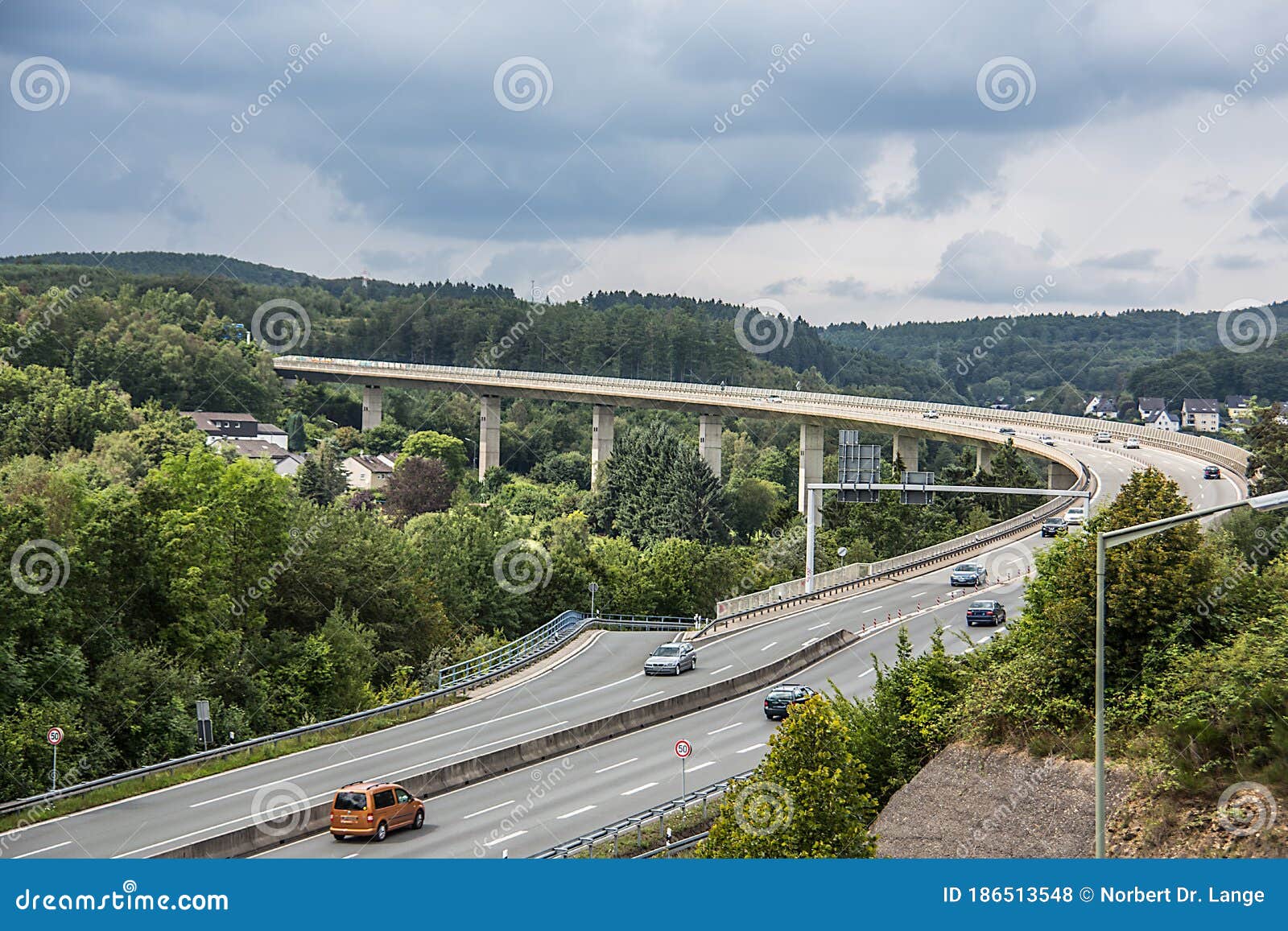 Motorway bridge on stilts stock photo. Image of roadway - 186513548