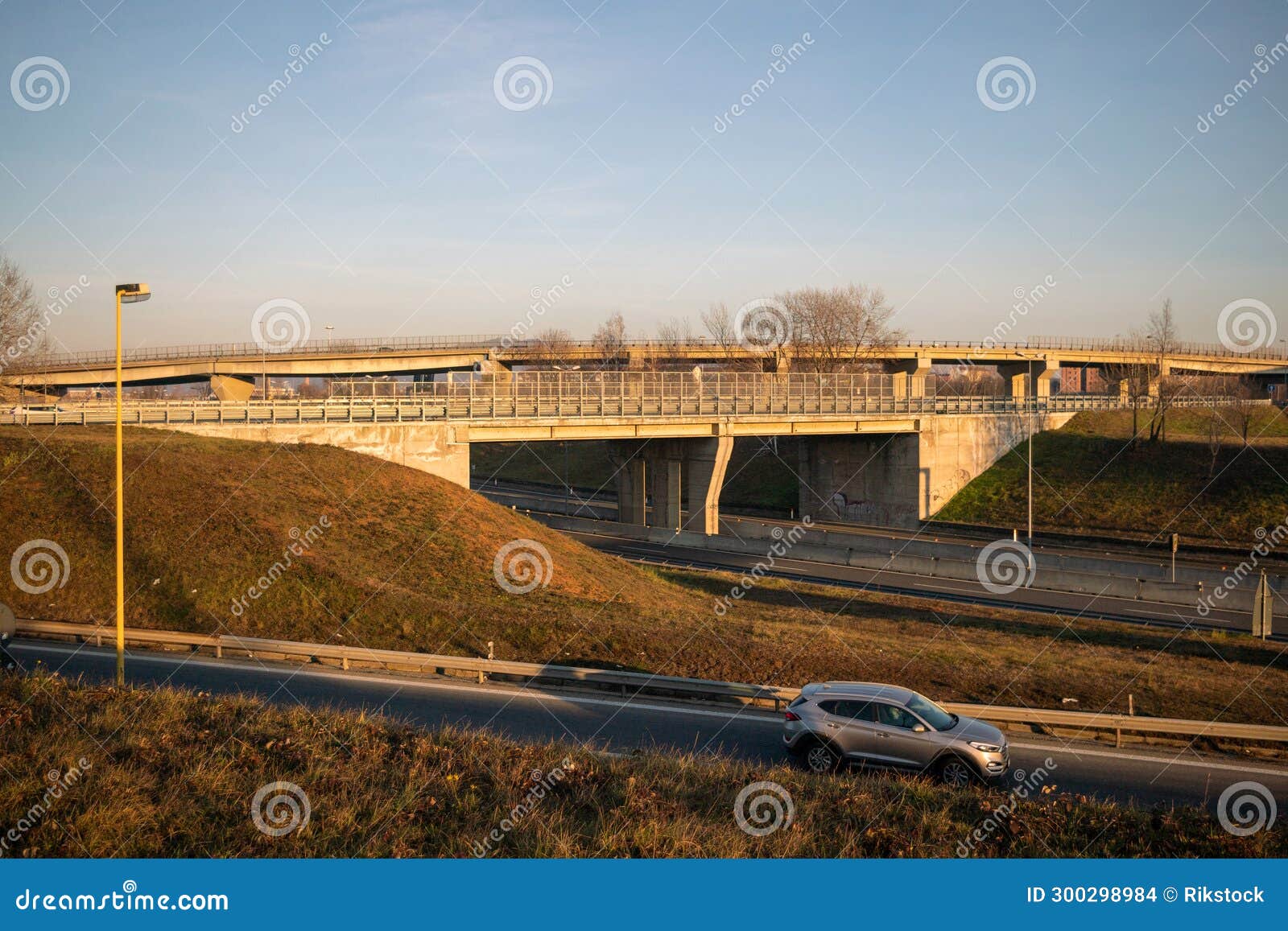 Highway with Overpass Architectural Structures in Concrete that ...