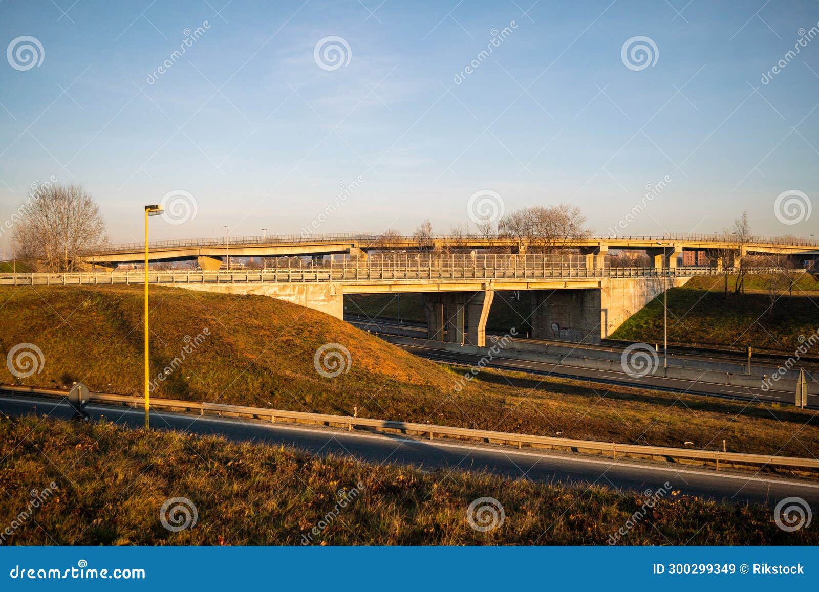 Highway with Overpass Architectural Structures in Concrete that ...