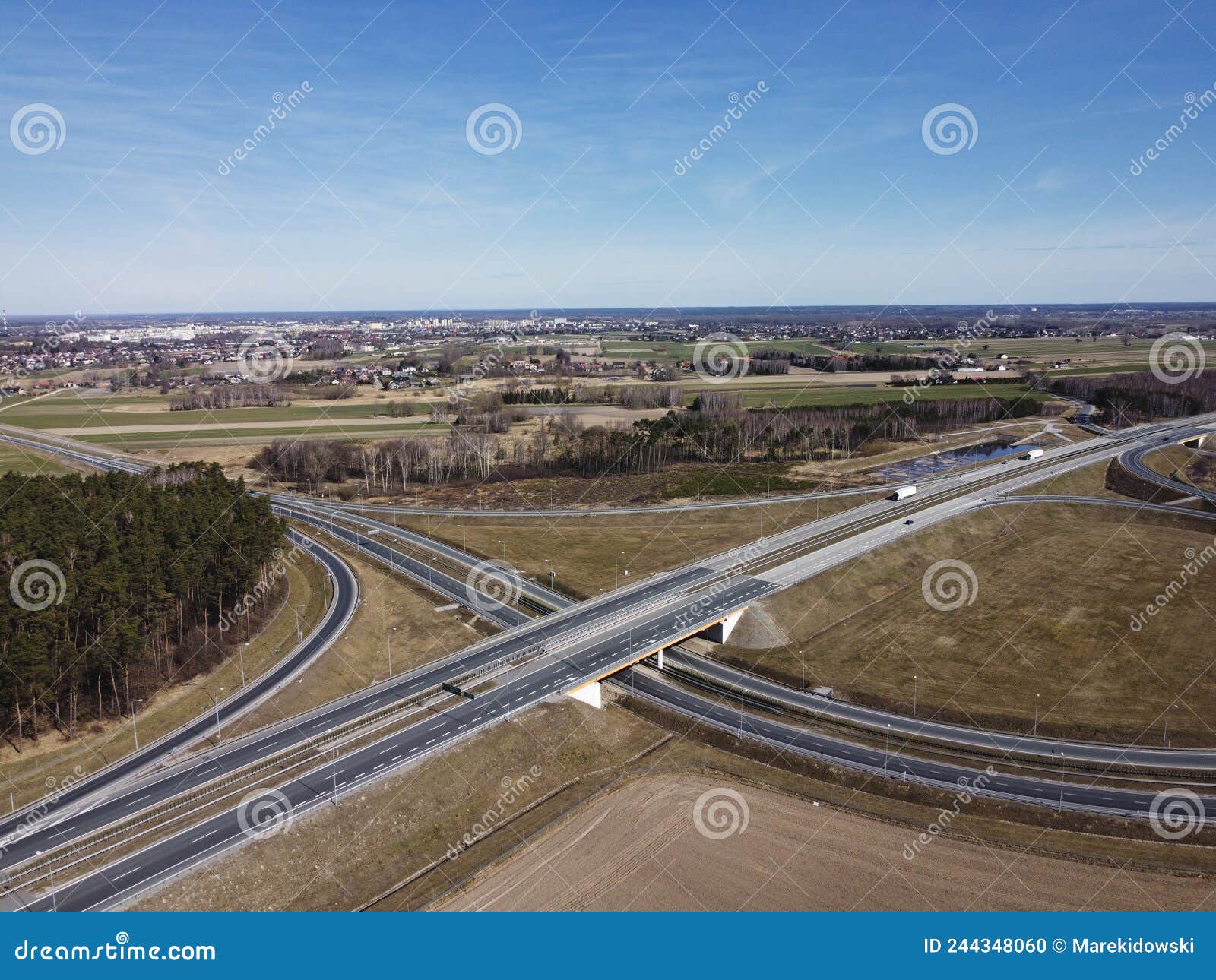 Motorway Exit and Entry, Top View. Stock Photo - Image of central ...