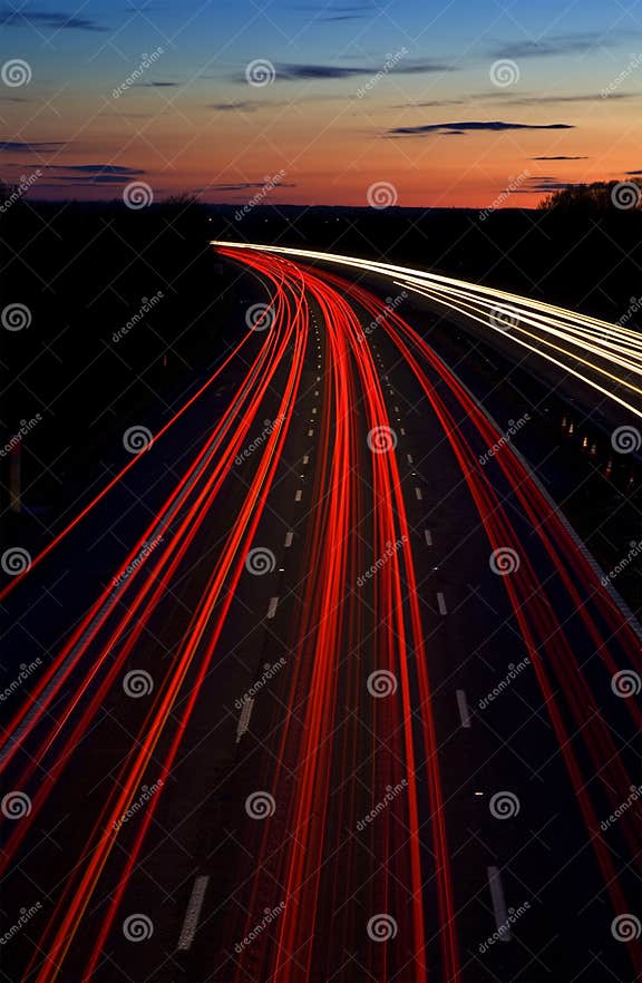 Motorway light trails stock image. Image of motorway, lane - 8914107