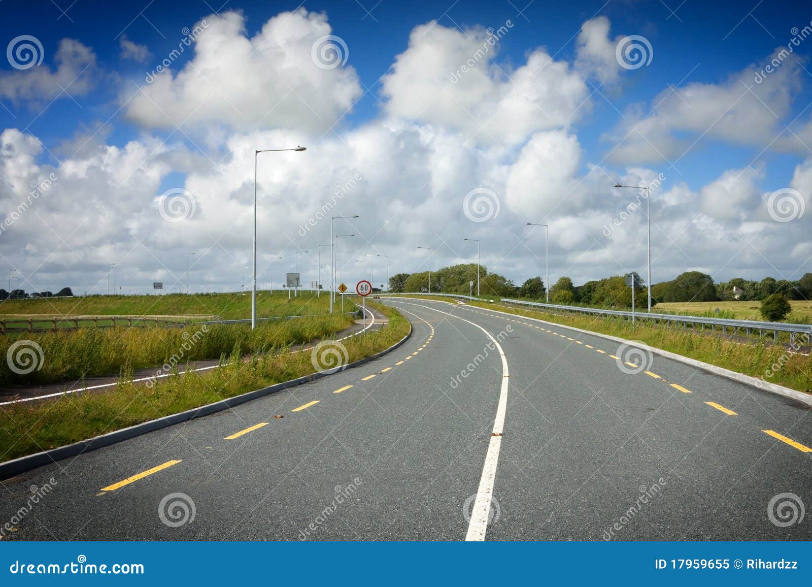 Motorway with Road Markings Stock Image - Image of blue, road: 17959655