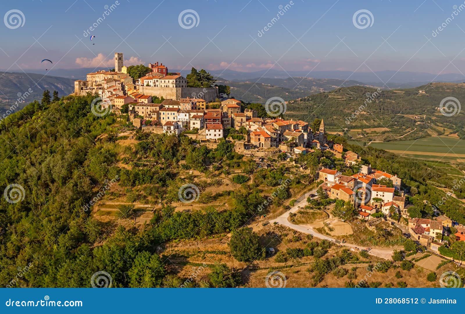 Motovun - Croatia stock photo. Image of fortress, aerial - 28068512