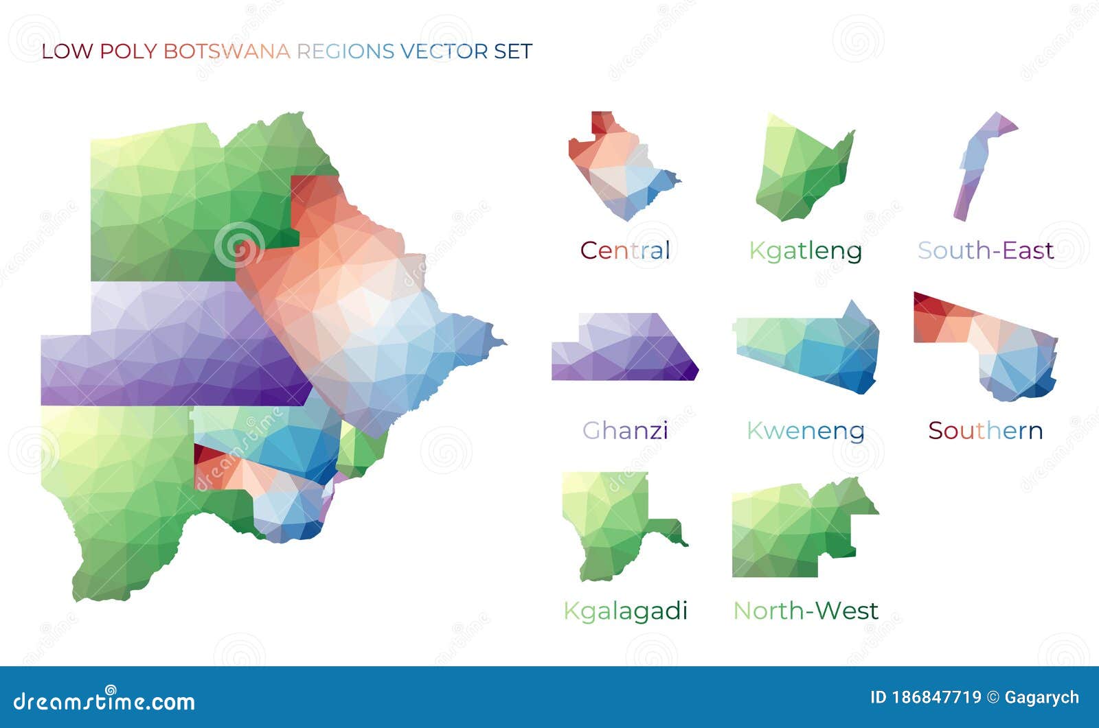 Motswana Low Poly Regions. Cartoon Vector | CartoonDealer.com #186847719
