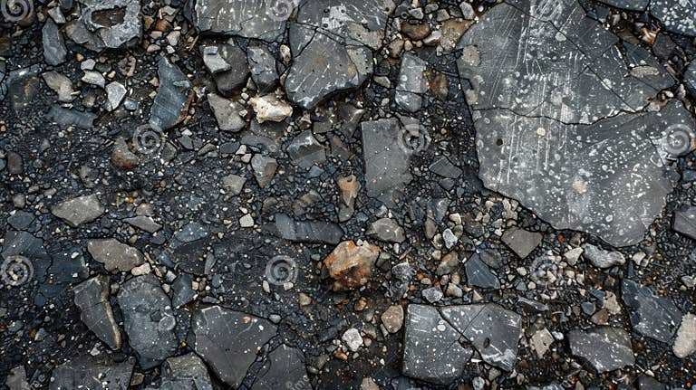 A Mottled Surface with Small Tered Chunks of Broken Asphalt Mixed in ...
