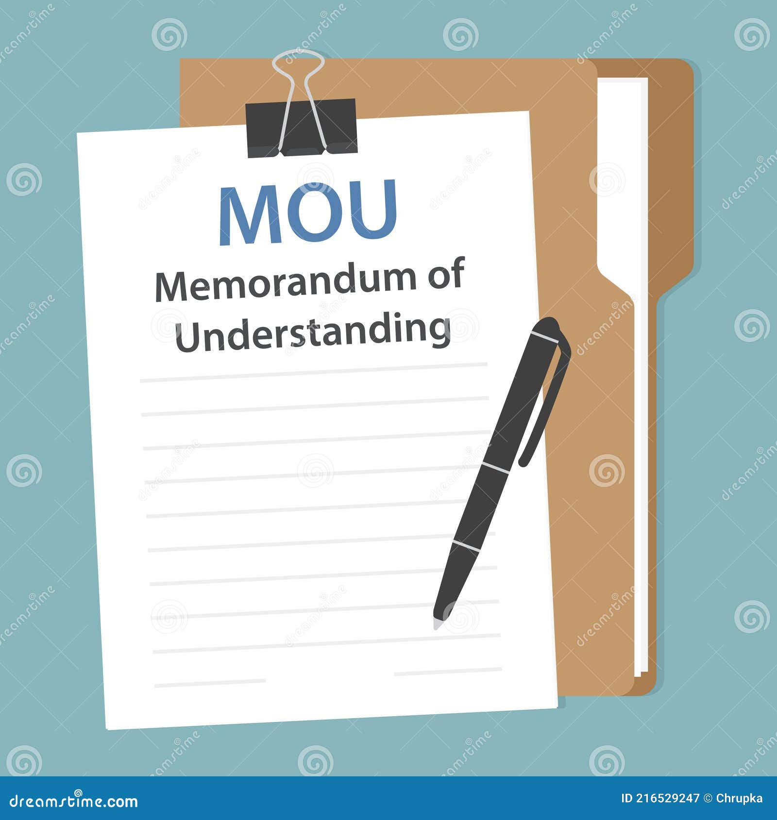 MOU, Memorandum of Understanding Document Text, Flat Lay Composition ...