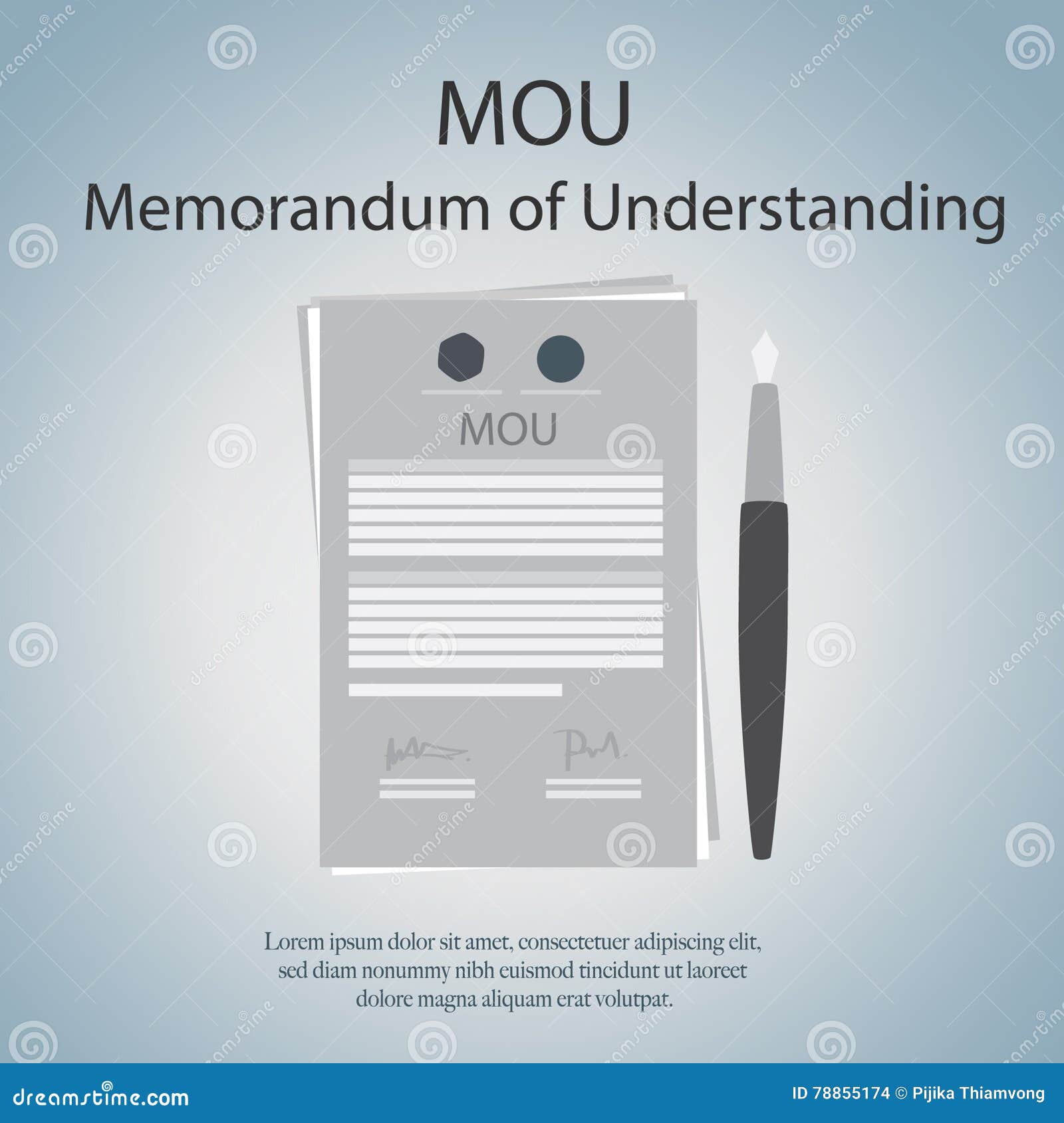 MOU Memorandum Van Overeenstemming Vector Illustratie - Illustration of ...