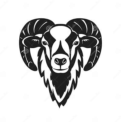 Mouflon sheep head stock vector. Illustration of silhouette - 85006196