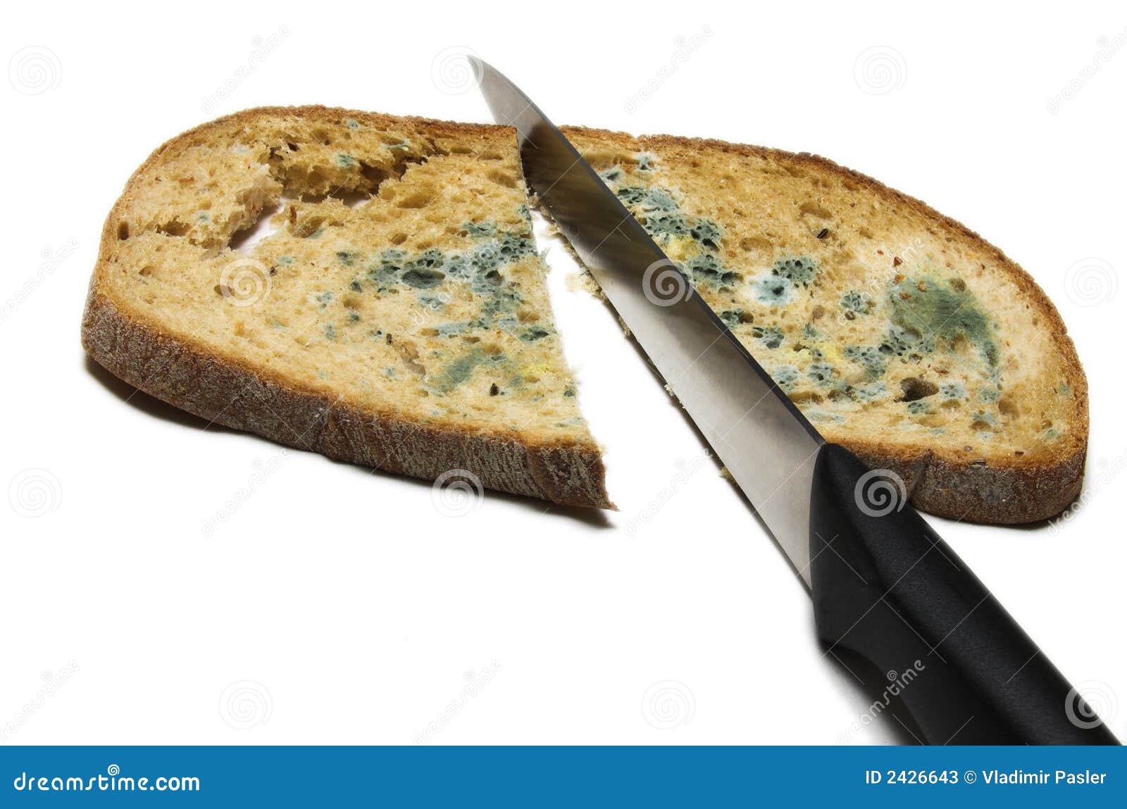 Mouldy bread slice in two stock image. Image of sandwich - 2426643