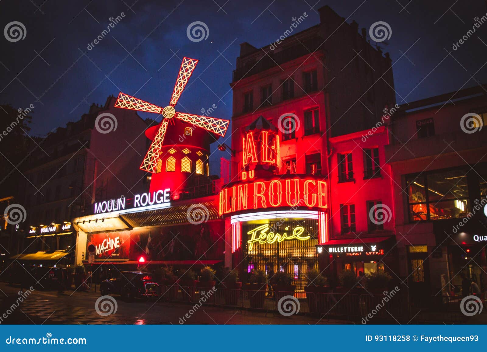 The Moulin Rouge by night. editorial stock photo. Image of people ...