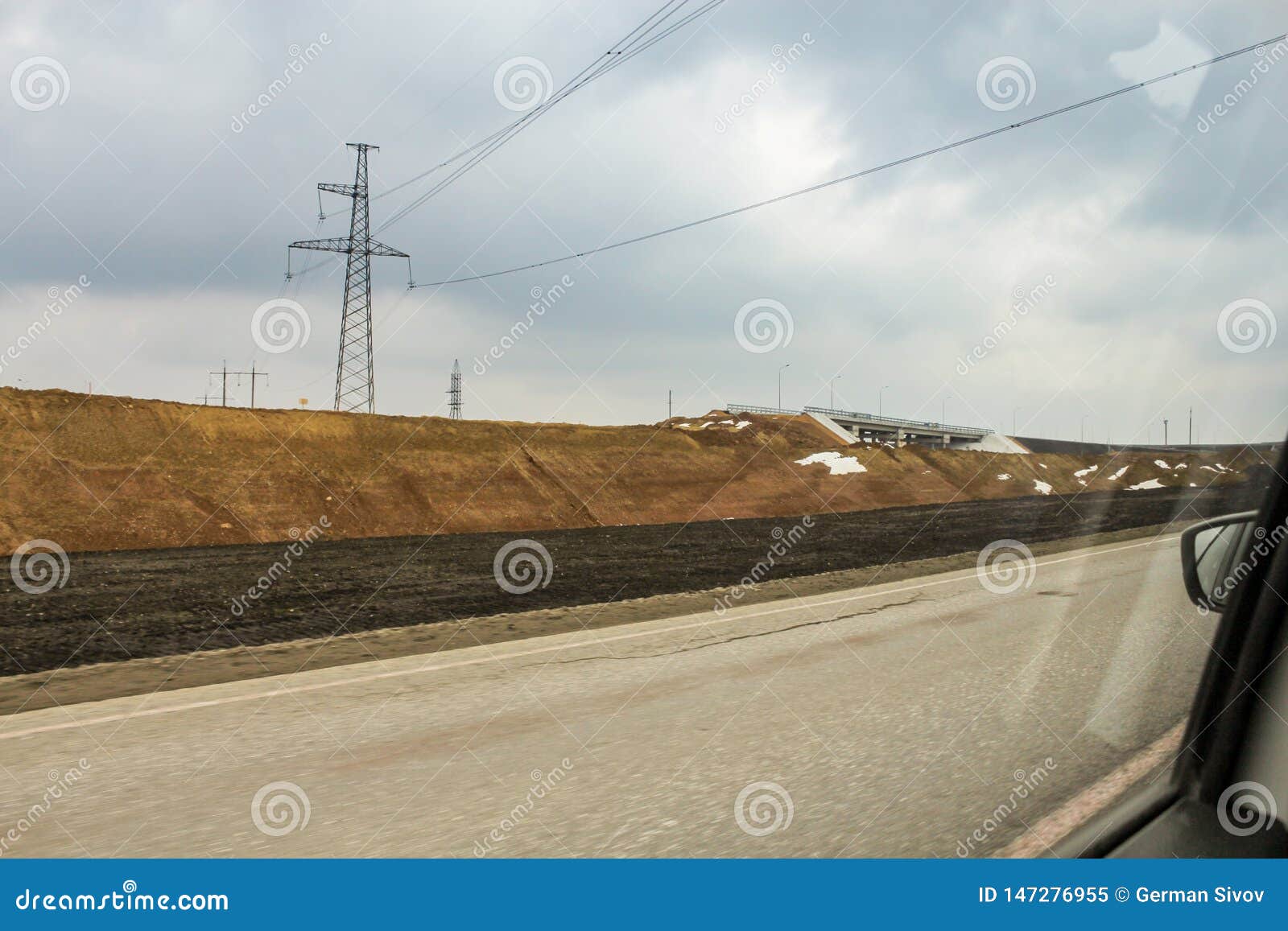 Mound along the freeway stock image. Image of road, construction ...