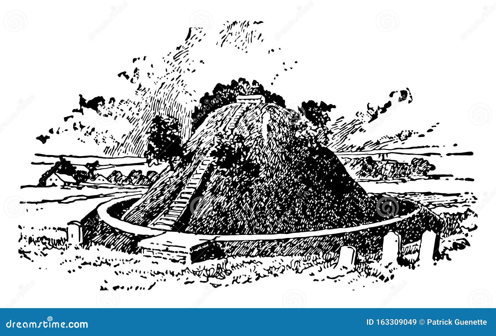 Mound Builders Vintage Illustration Stock Vector - Illustration of ...