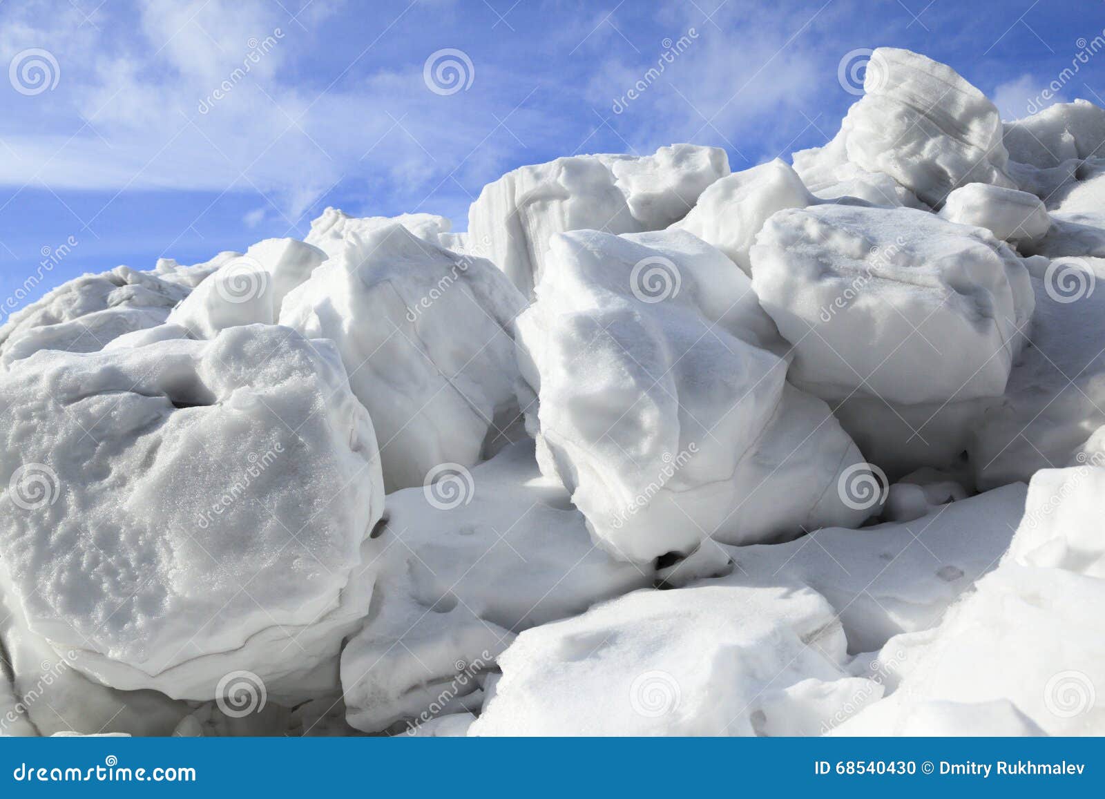 Mound of Snow and Ice in Springtime Stock Photo - Image of decorative ...