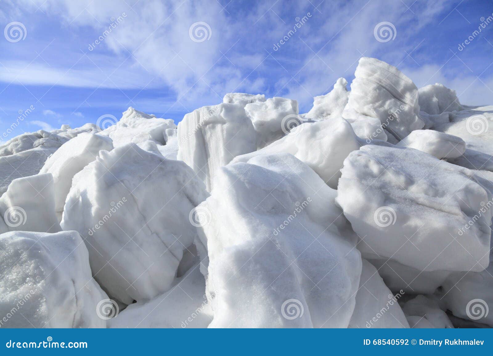 Mound of Snow and Ice in Springtime Stock Photo - Image of beauty ...