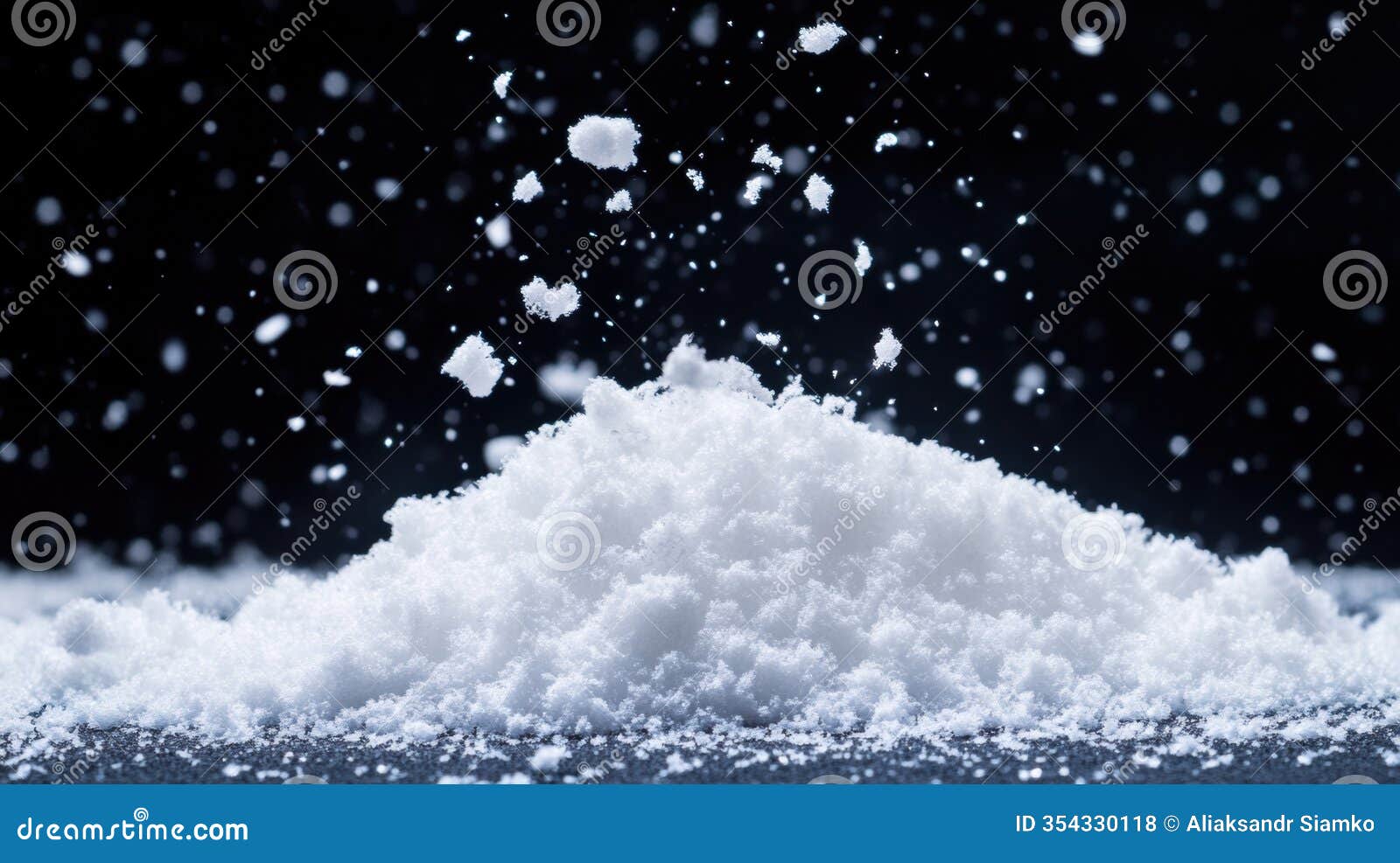 Mound of White Salt with Cascades of Grains Falling Down Stock ...