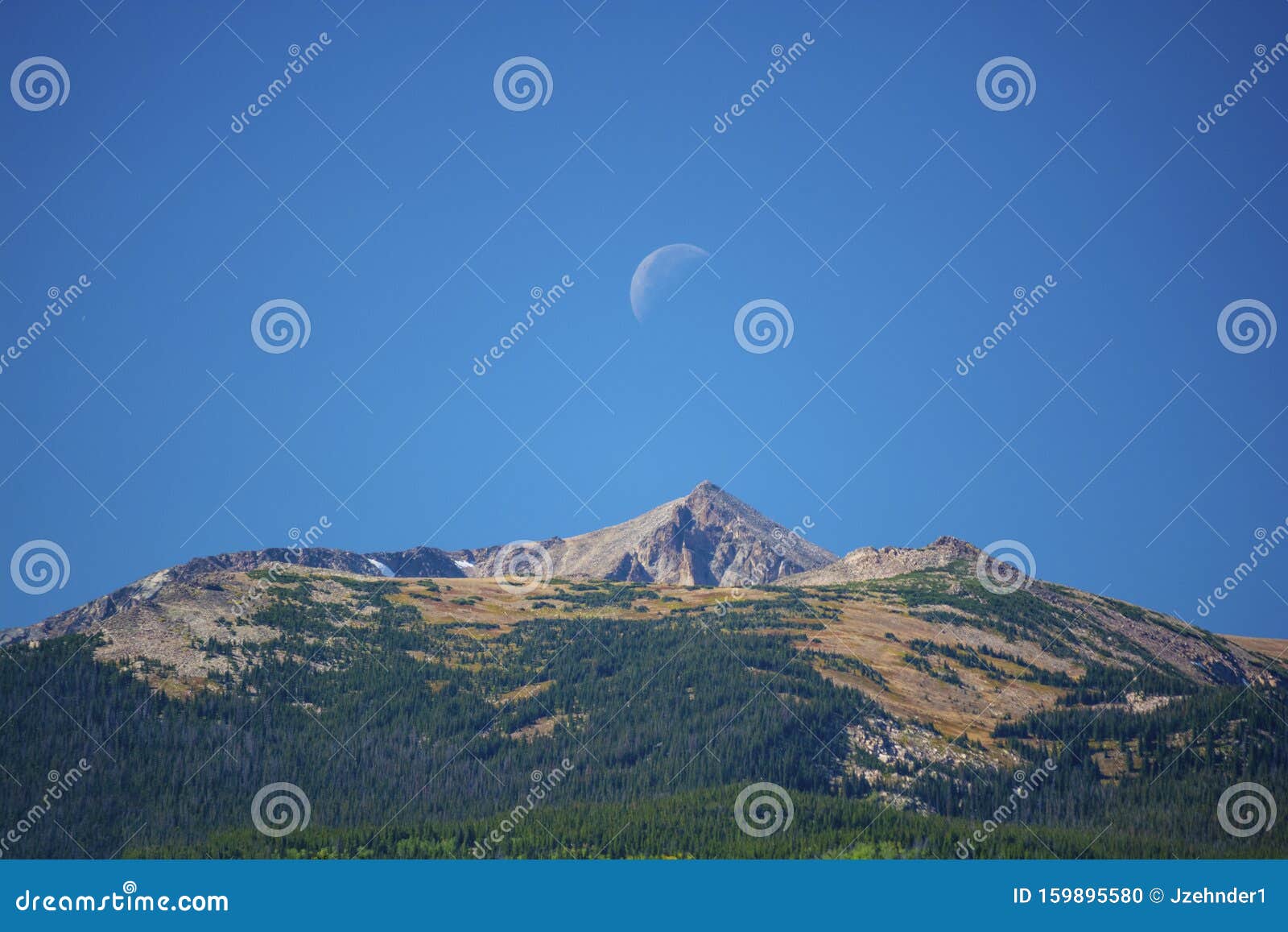 Mount Alice Summit in the Colorado Rockies with the Moon Stock Photo ...
