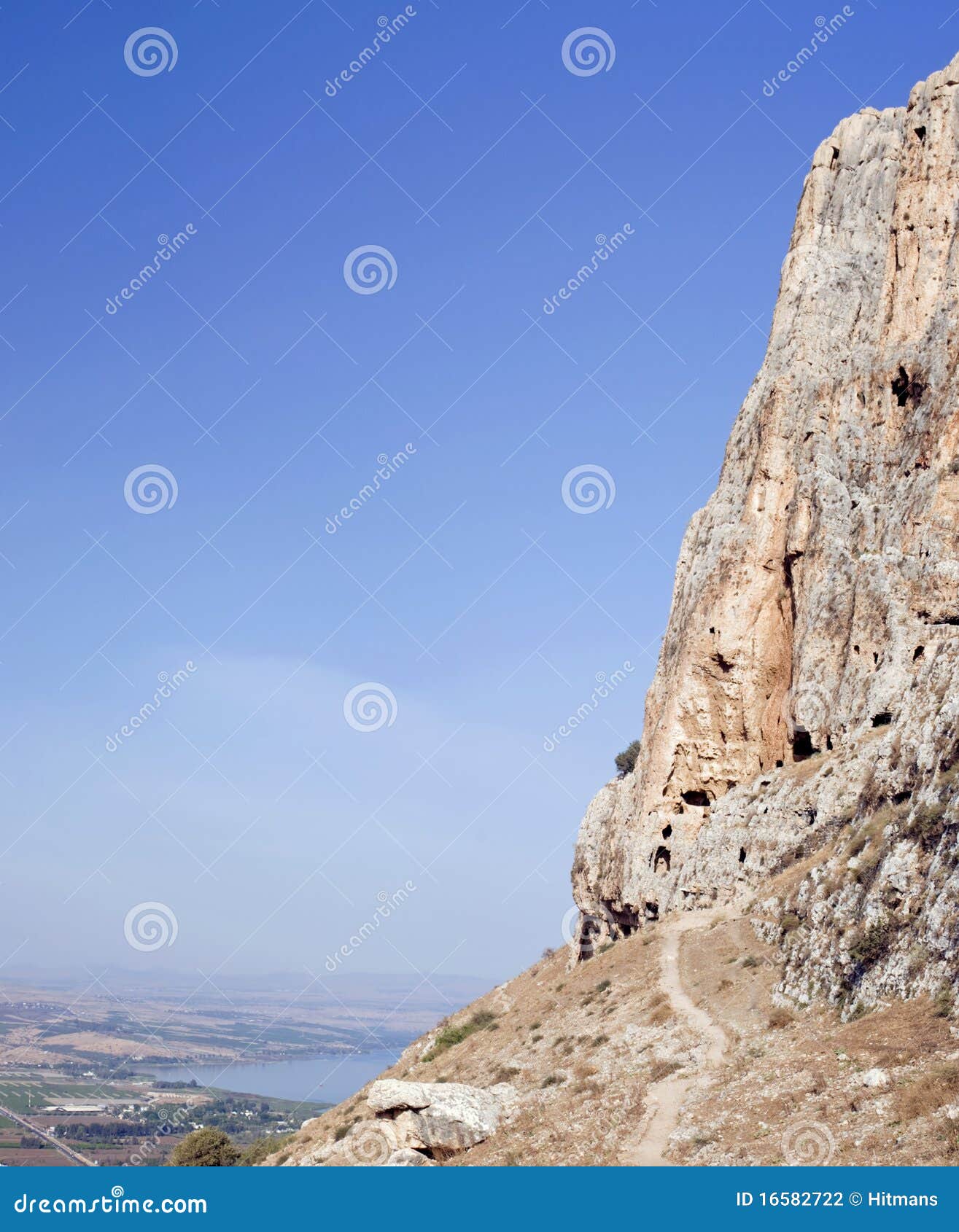 Mount Arbel and Historic Caves with Sea of Galilee Stock Photo - Image ...