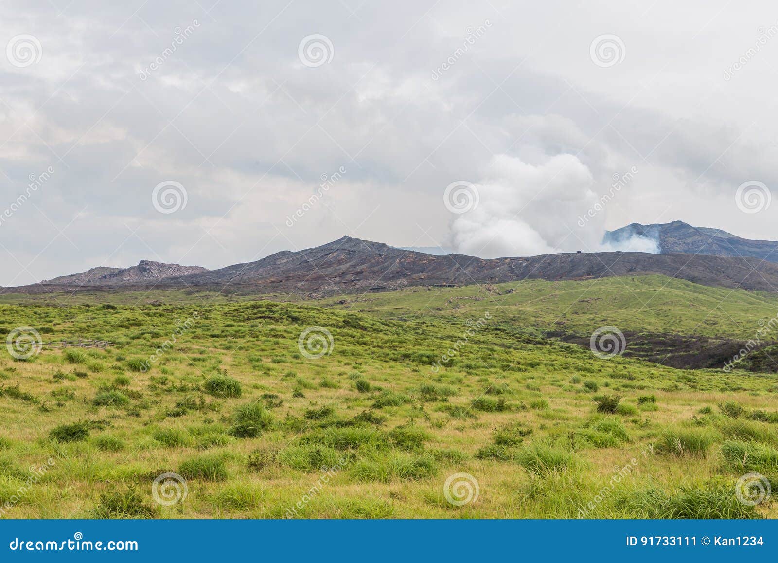 Mount Aso Caldera, the Active Volcano, in Middle of Kumamoto, Japan ...