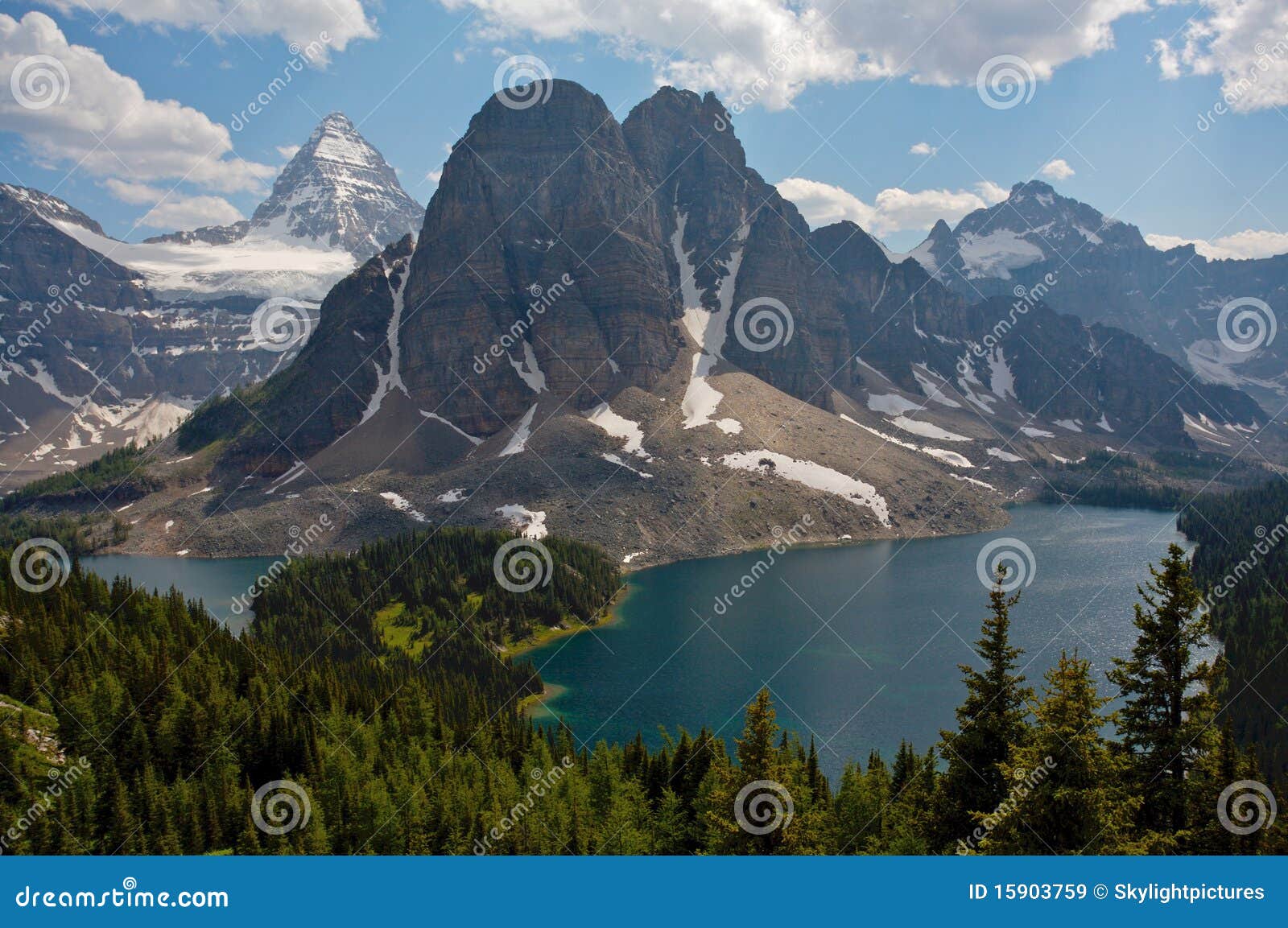 Mount Assiniboine and Cerulean Lake Stock Image - Image of rocks ...