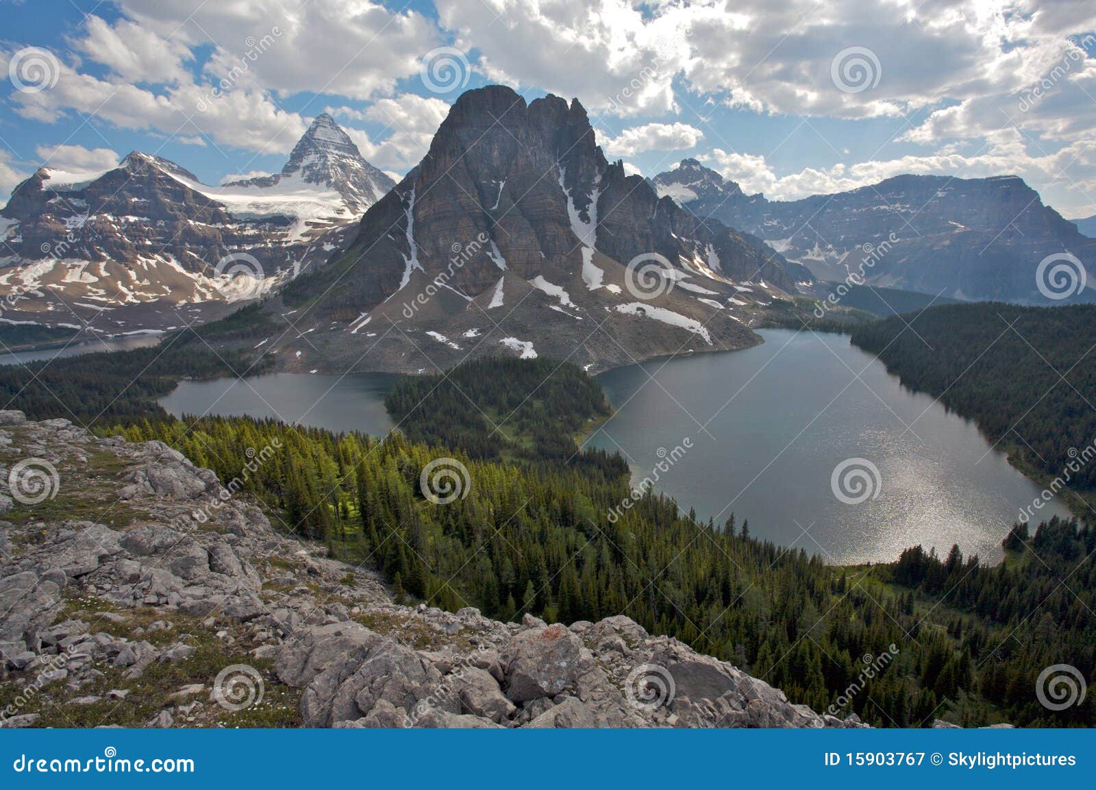 Mount Assiniboine and Cerulean Lake Stock Image - Image of rocks ...