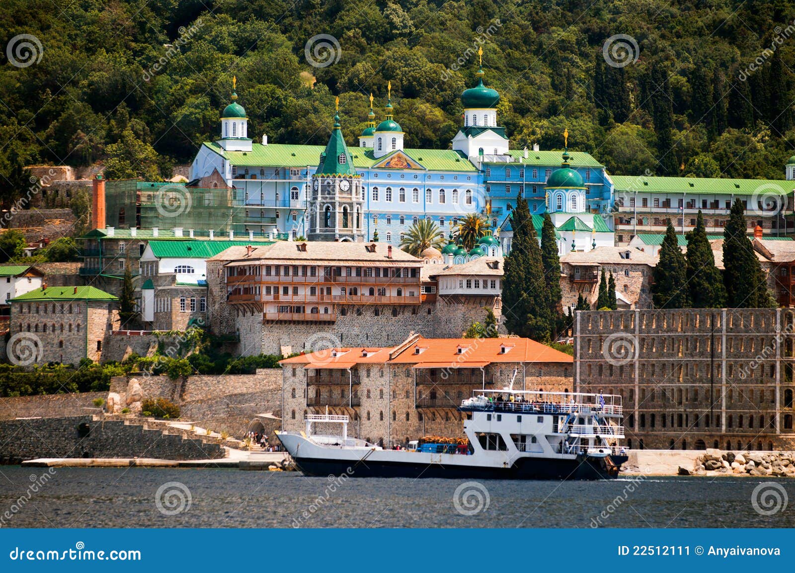 Mount Athos, St Panteleimon Monastery Stock Image - Image of halkidiki ...