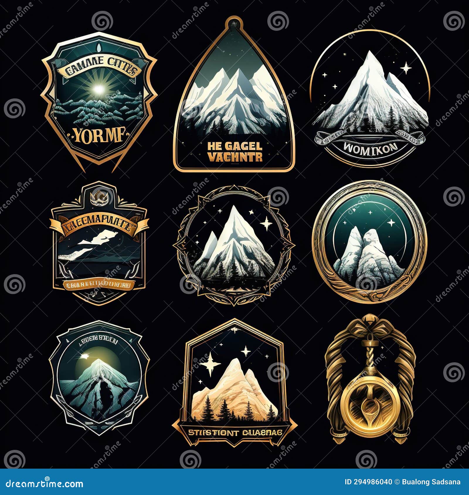 Mount Badge Set1color Vector Illustration | CartoonDealer.com #47495516