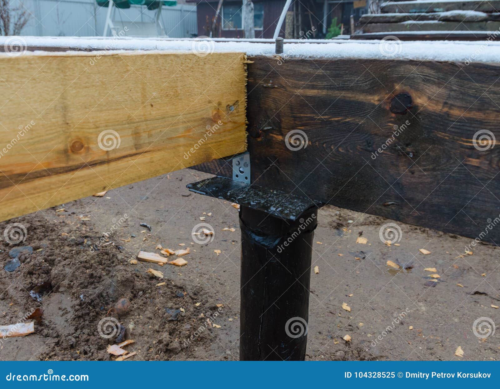 On Pile Foundations Support the Floor of a Frame House Stock Image ...