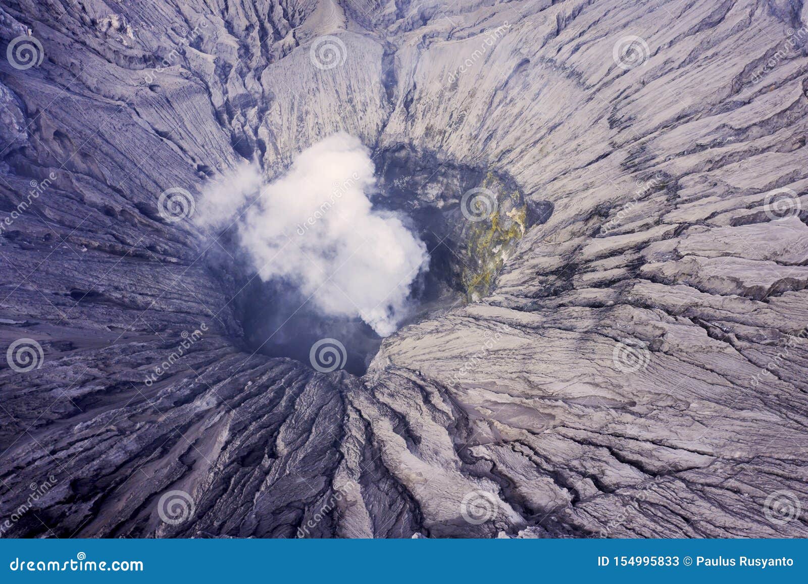 Mount Bromo Crater with Volcanic Smoke Stock Image - Image of ...