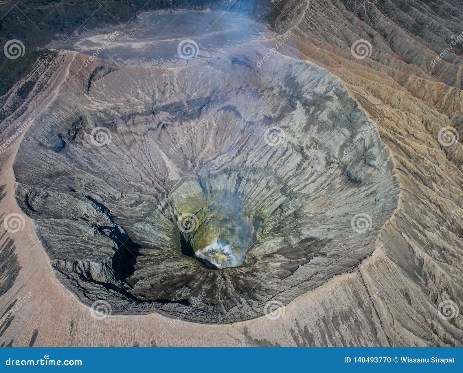 Mount Bromo in East Java, Indonesia. .Aerial View and Top View Stock ...