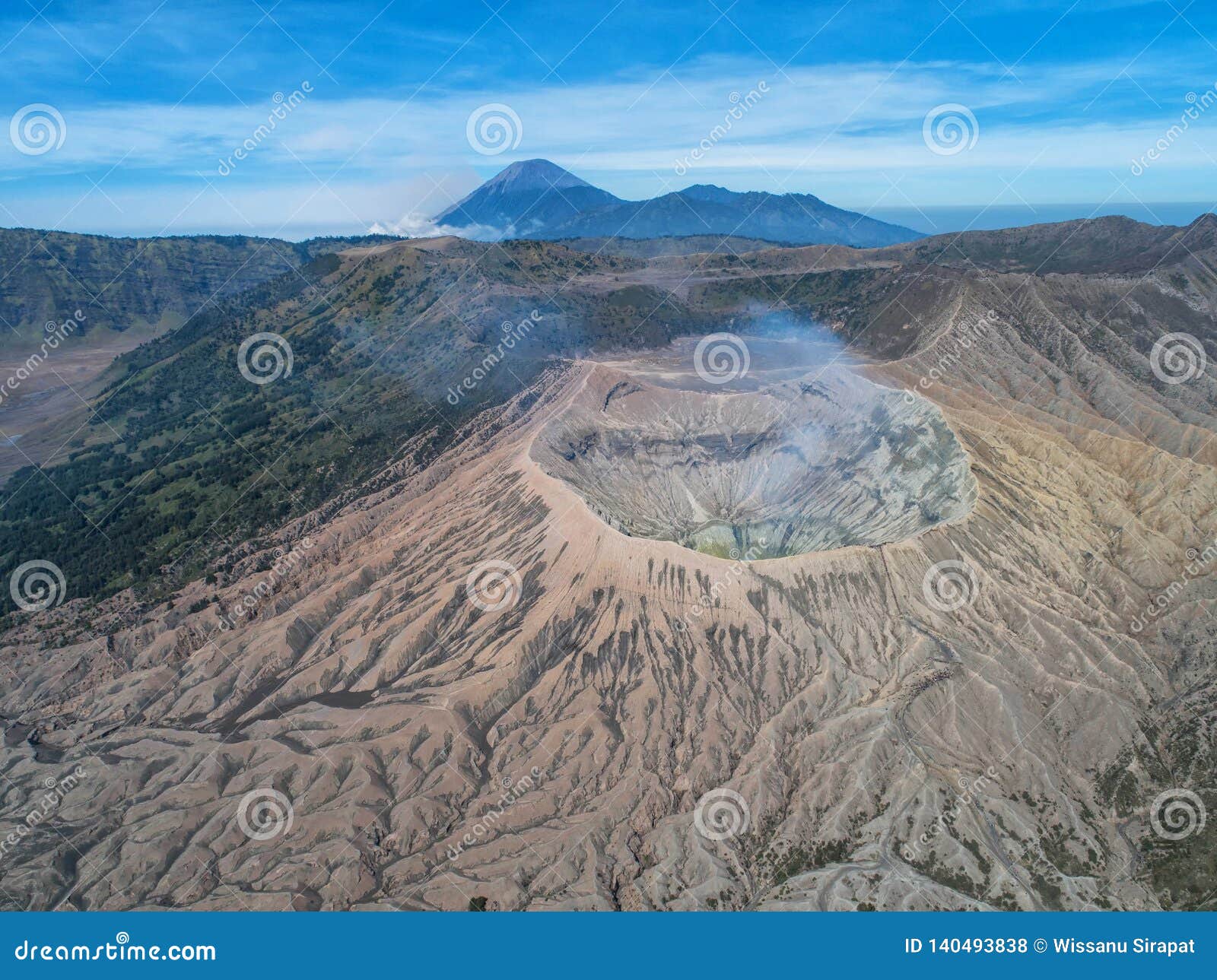 Mount Bromo in East Java, Indonesia. .Aerial View and Top View Stock ...