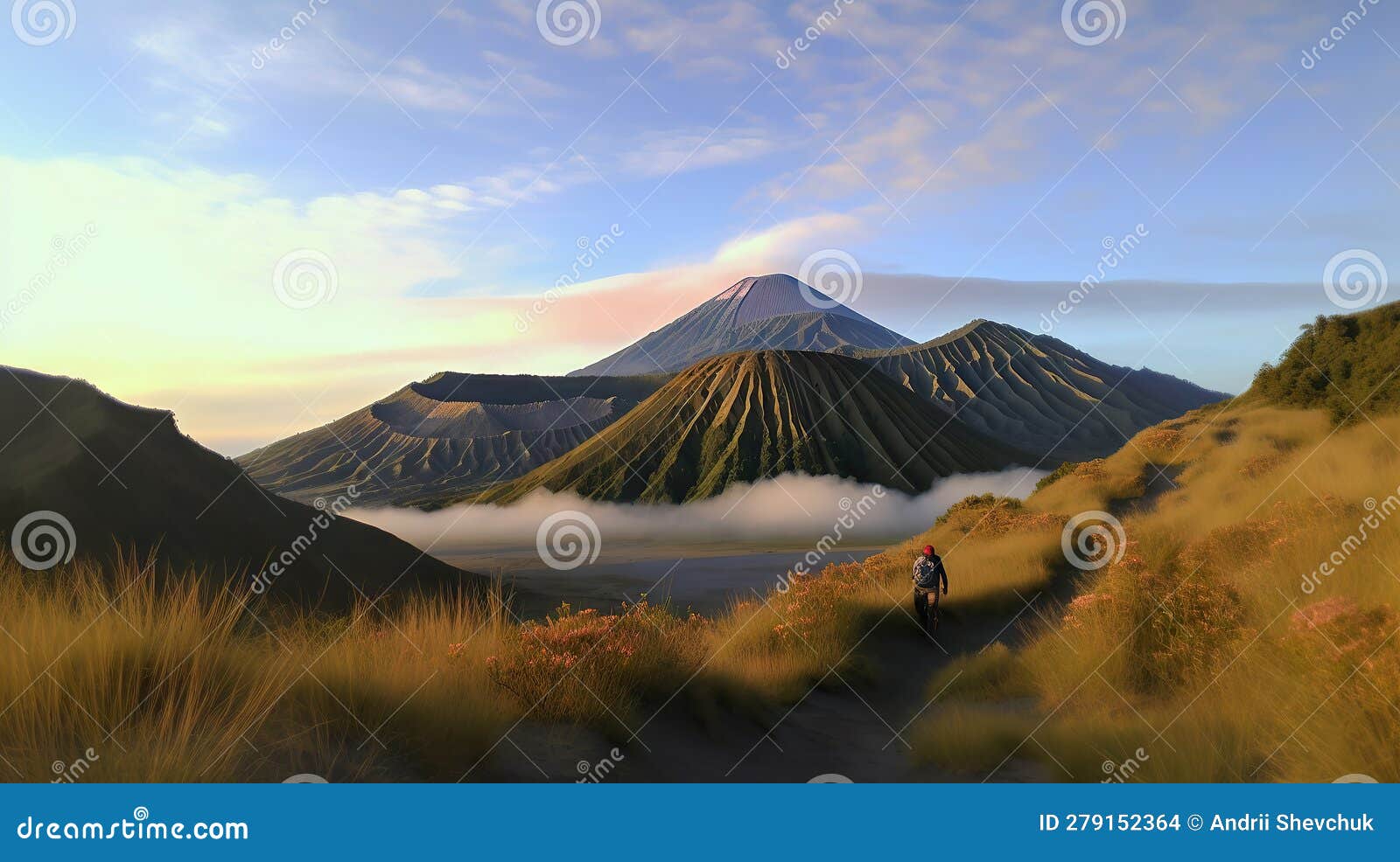 Mount Bromo in East Java, Indonesia. Generative AI Stock Illustration ...